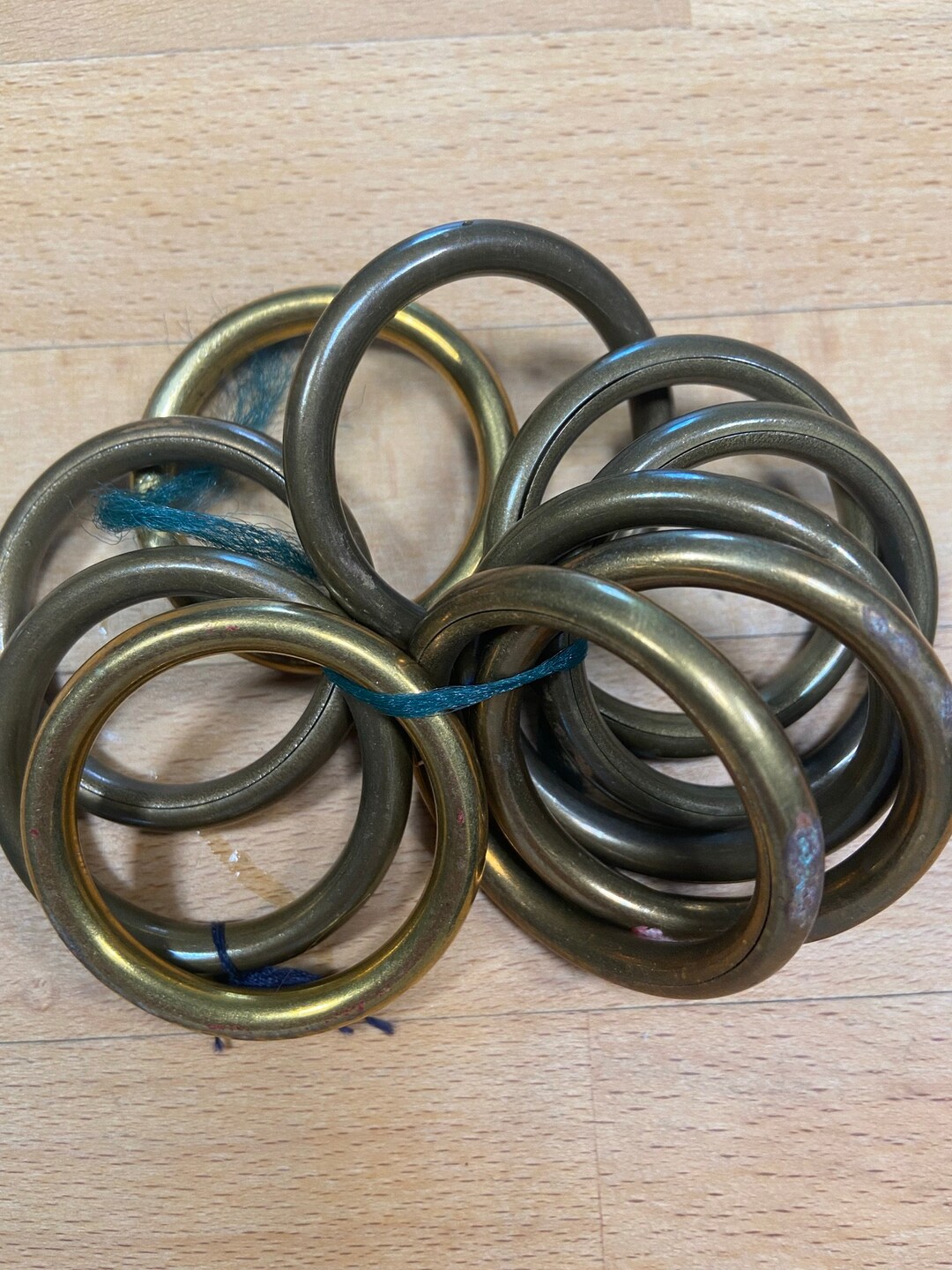 Set of 10 Old French 1960's Hollow Brass Medium Sized Rustic Curtain ...