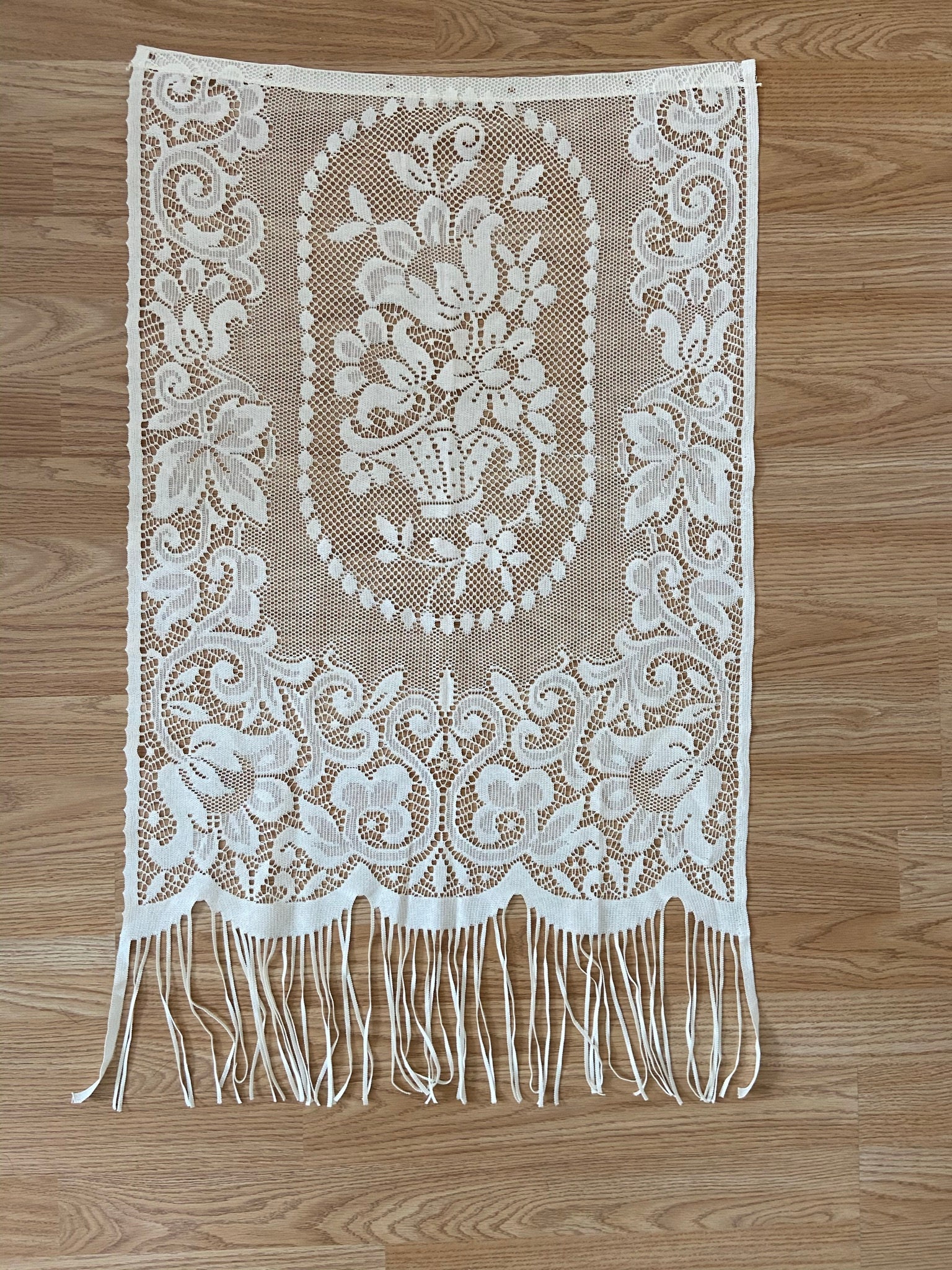 Traditional French Small Cream Lace Net Floral Picture Panel / | Etsy