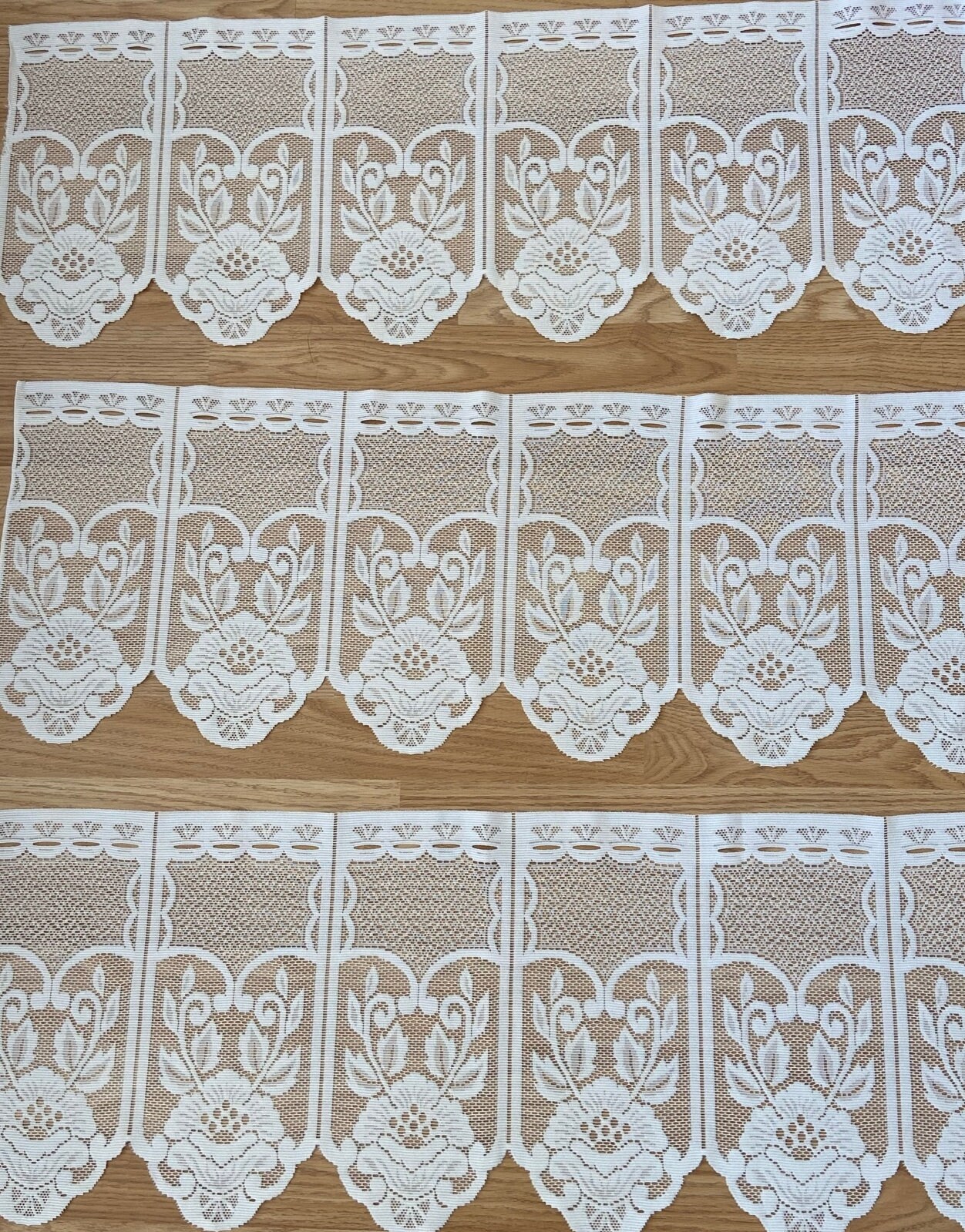 Set of 3 French White Polyester Lace Net Floral Bistro / Cafe - Etsy