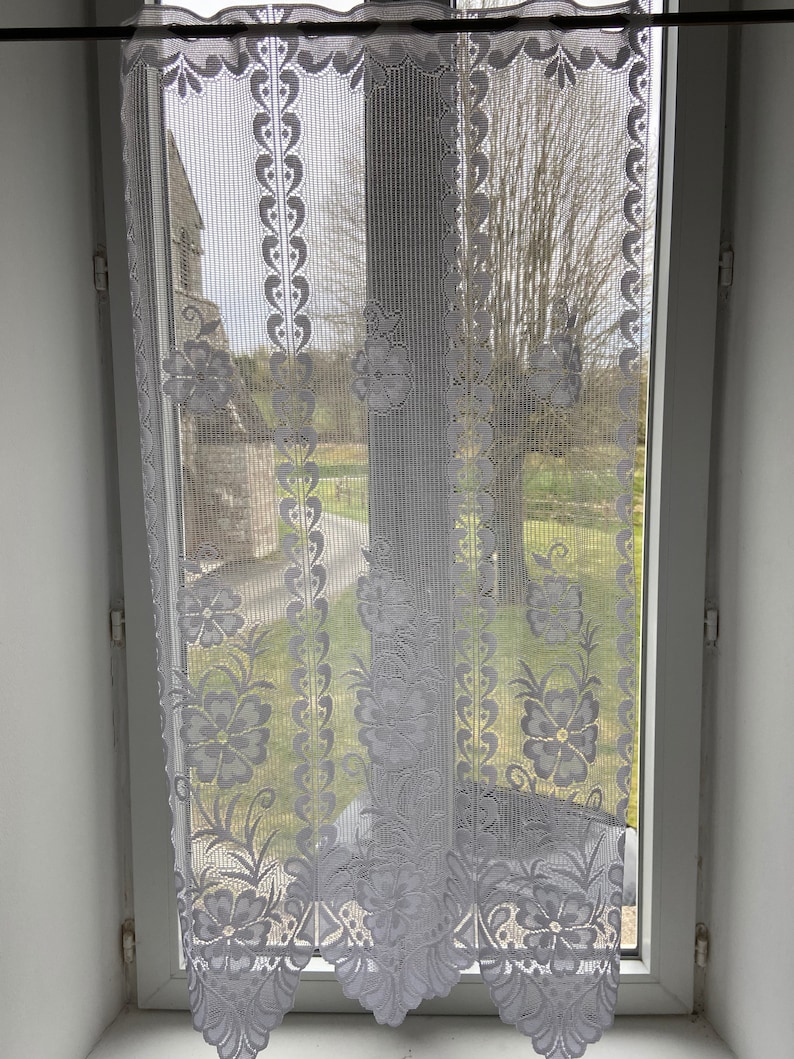 Small French Floral Lace Net Panel Privacy Curtain / Cafe / Bistro ...