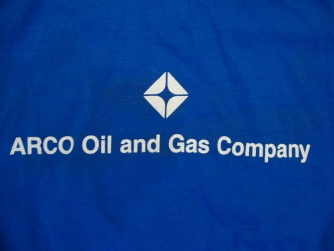 Vintage ARCO Oil and Gas Company Automobile Blue Back Print T Shirt ...
