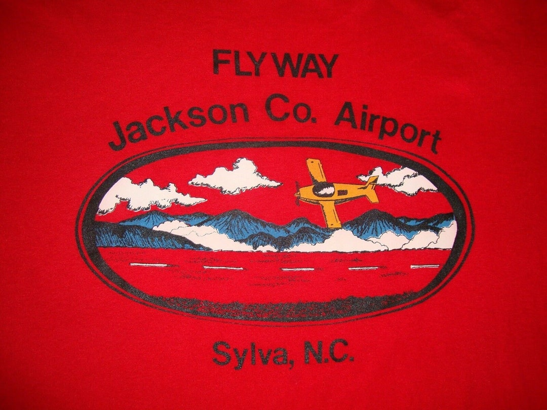 Vintage FLY WAY Jackson Co. Airport Sylva North Carolina T Shirt Men's ...