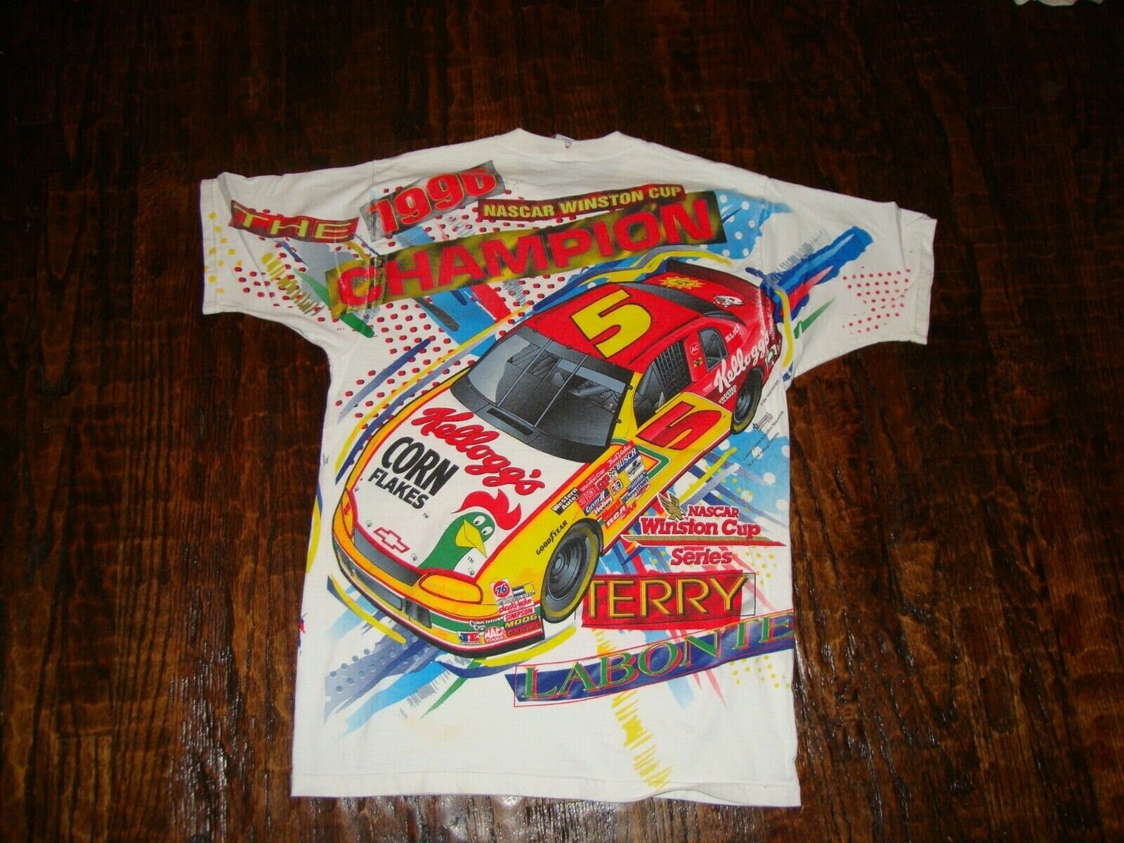 Vintage 90's Terry Labonte Nascar Corn Flakes 1996 AOP All Over Print T ...