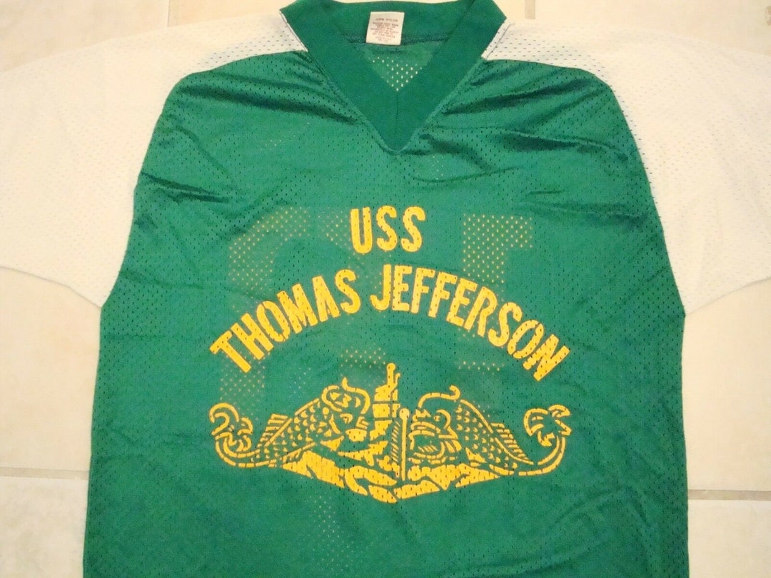 Vintage Navy USS Thomas Jefferson Boat Submarine V-neck Netted Jersey T ...