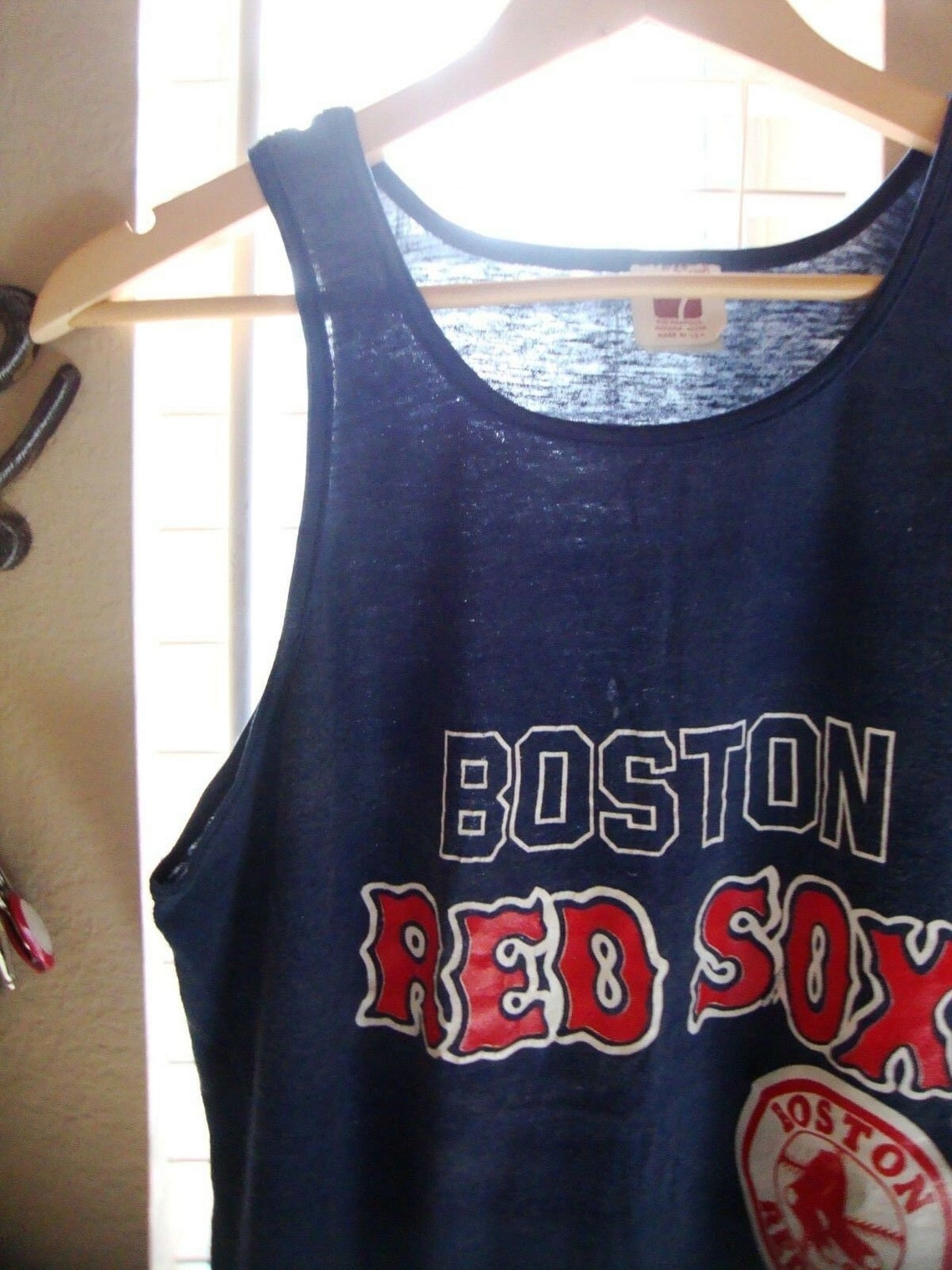 Vintage Boston Red Sox MLB Baseball Tank Top Sleeveless Blue T Shirt S ...