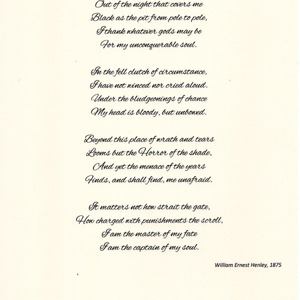 Invictus Poem - Etsy UK