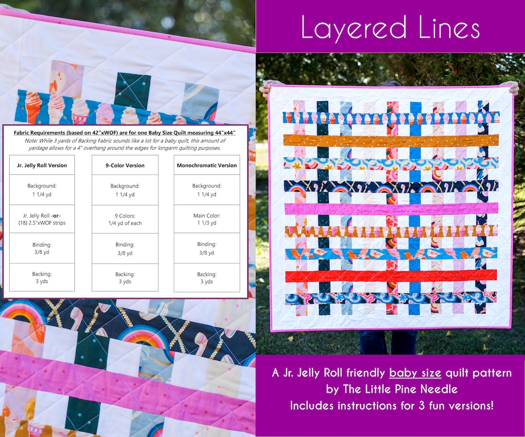 Layered Lines Quilt Pattern, PDF Quilt Pattern, Baby Quilt Pattern, Jr ...