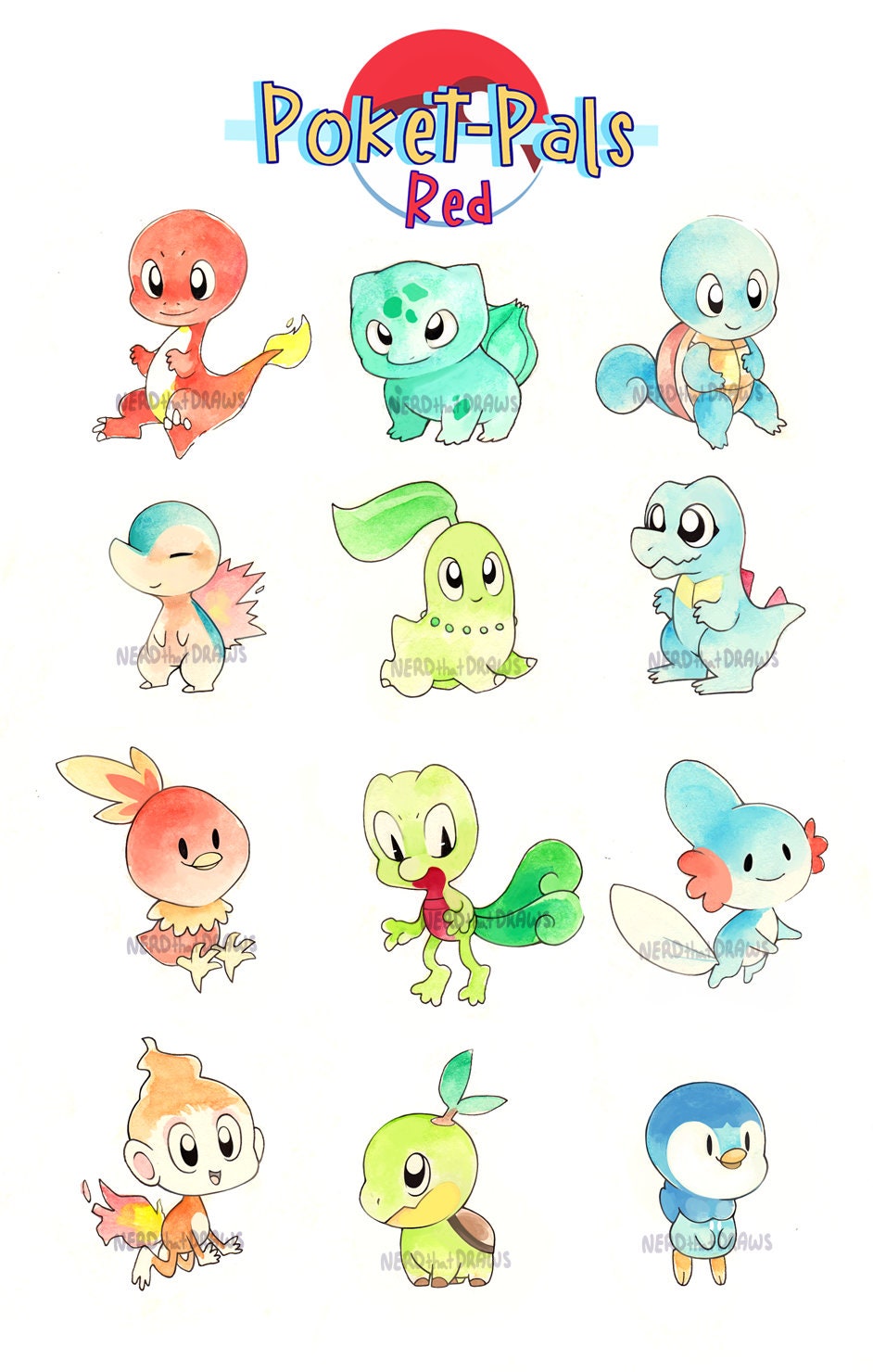 Poke-pals Red/blue Ll Sticker Pack - Etsy