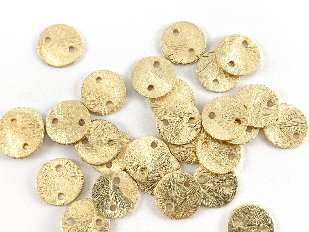 18K Brushed Gold Plated Copper Flat Disc Connectors - Etsy