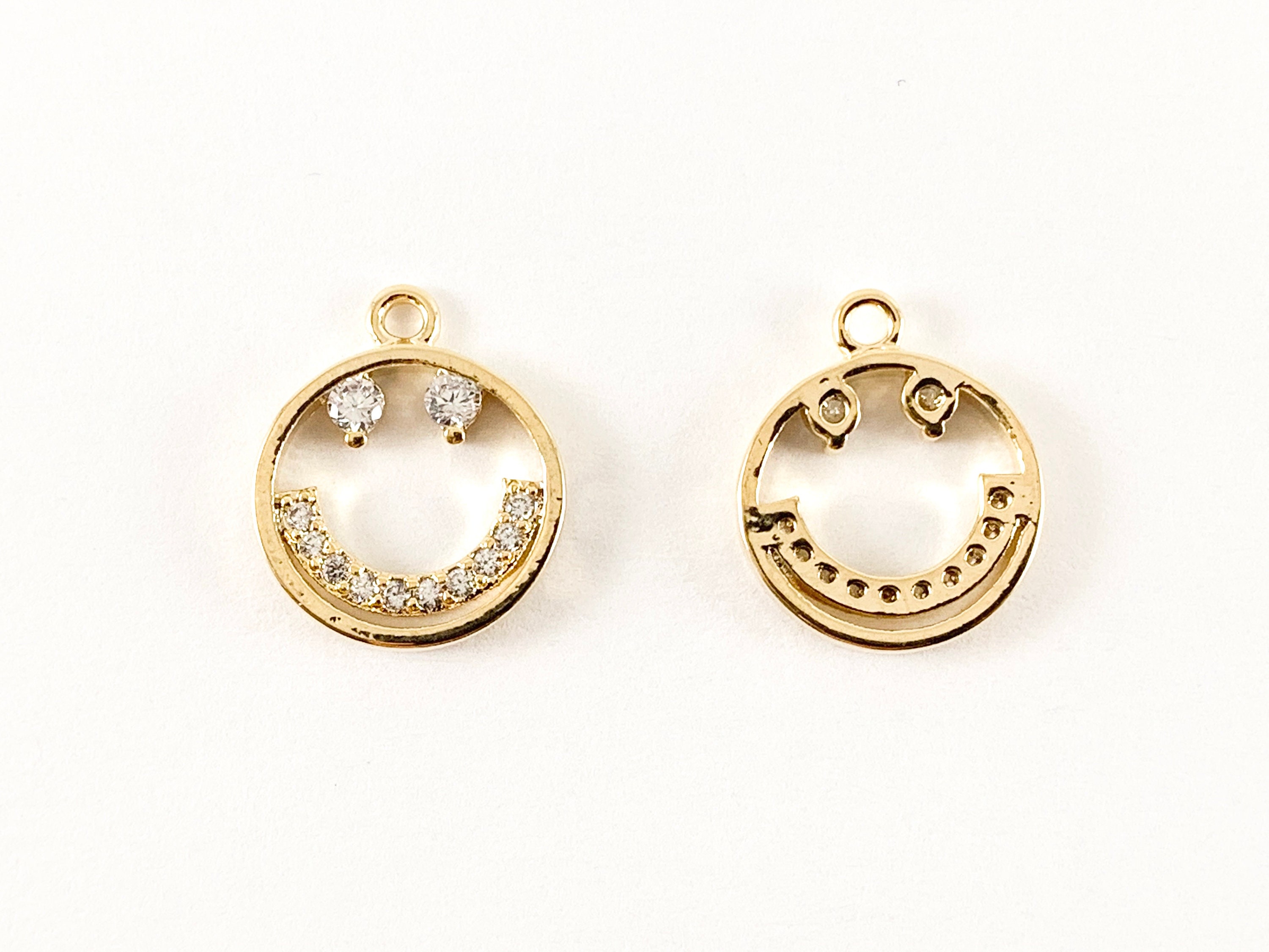 Real 18K Gold Plated CZ Pave Smiley Face Charm Over Copper - Etsy