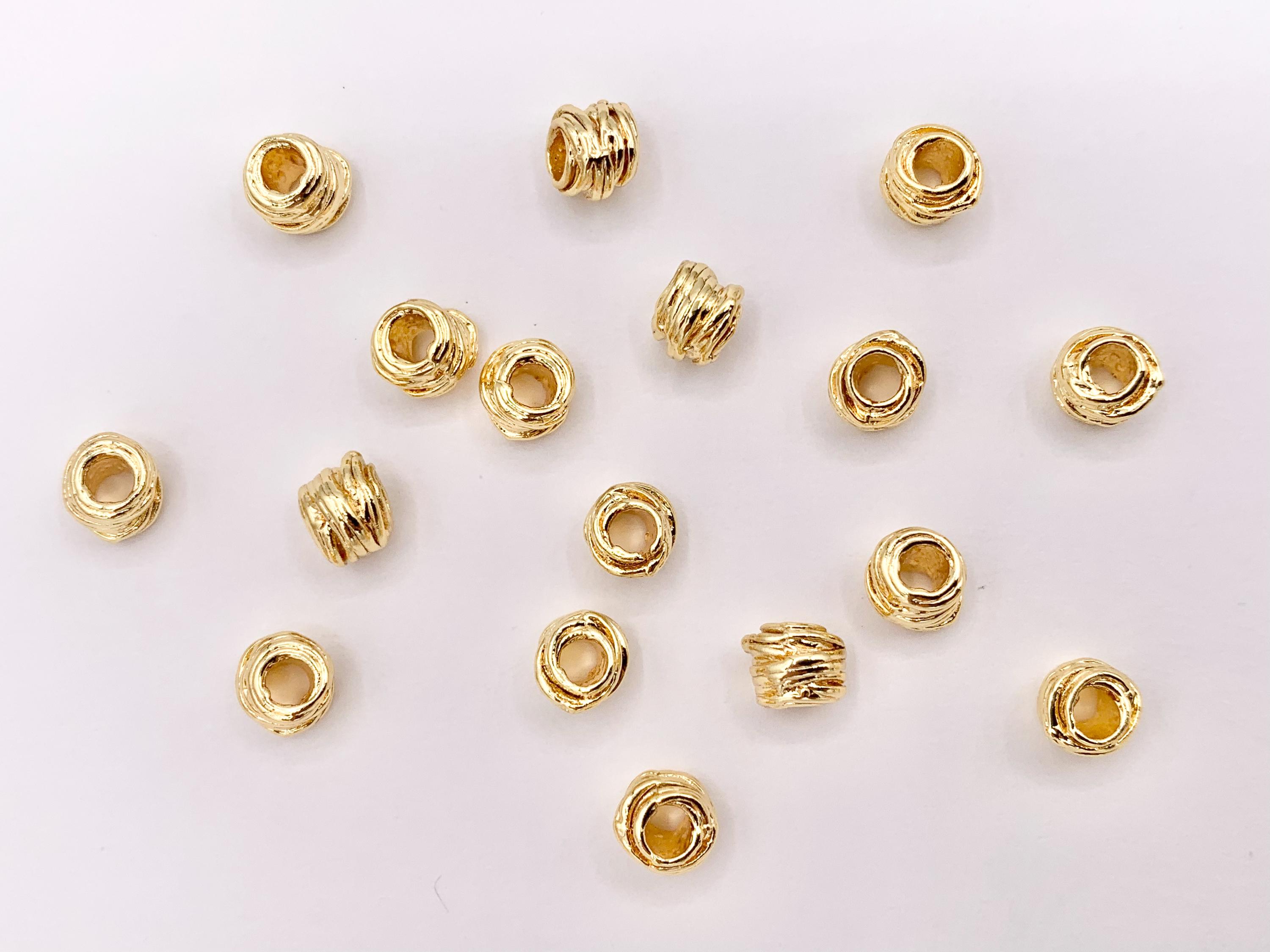 Cute Etched Tube Cylinder Spacer Beads in Real 18K Gold Plated Over ...