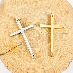 Large Plain Cross Pendant in 18K Gold or Silver Plated Over Copper ...