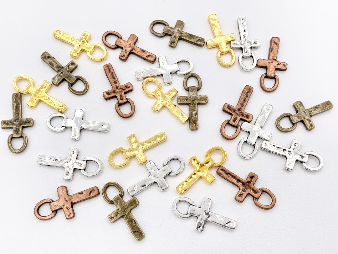 10x20mm Pewter Small Cross Charms Tiny Religious Pendant Bulk Order ...