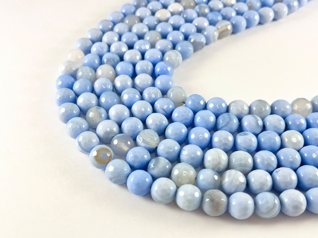 High Quality Pastel Blue Color Sardonyx Dyed Agate Round Faceted ...
