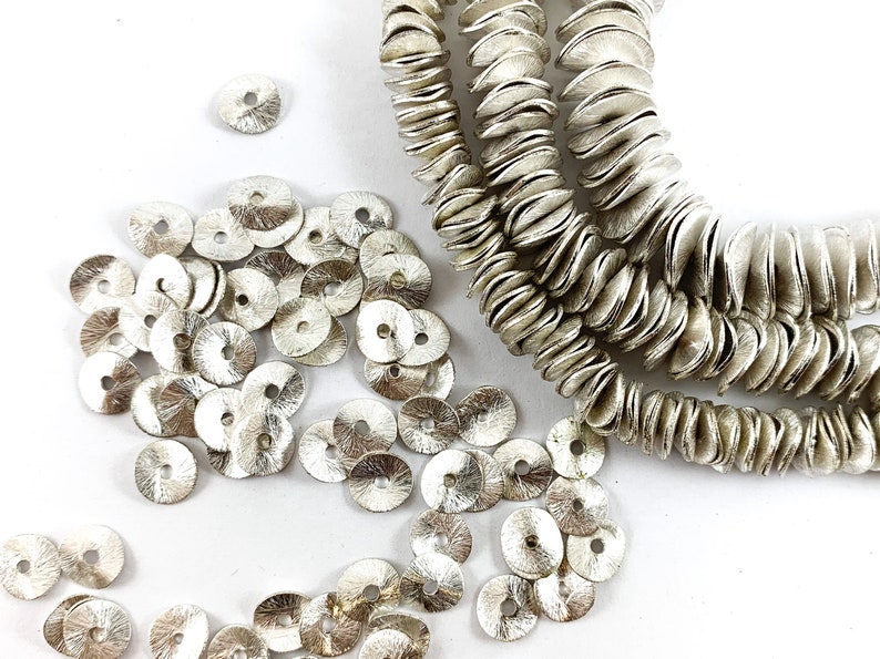 Brushed Silver Plated Copper Wavy Discs - Etsy