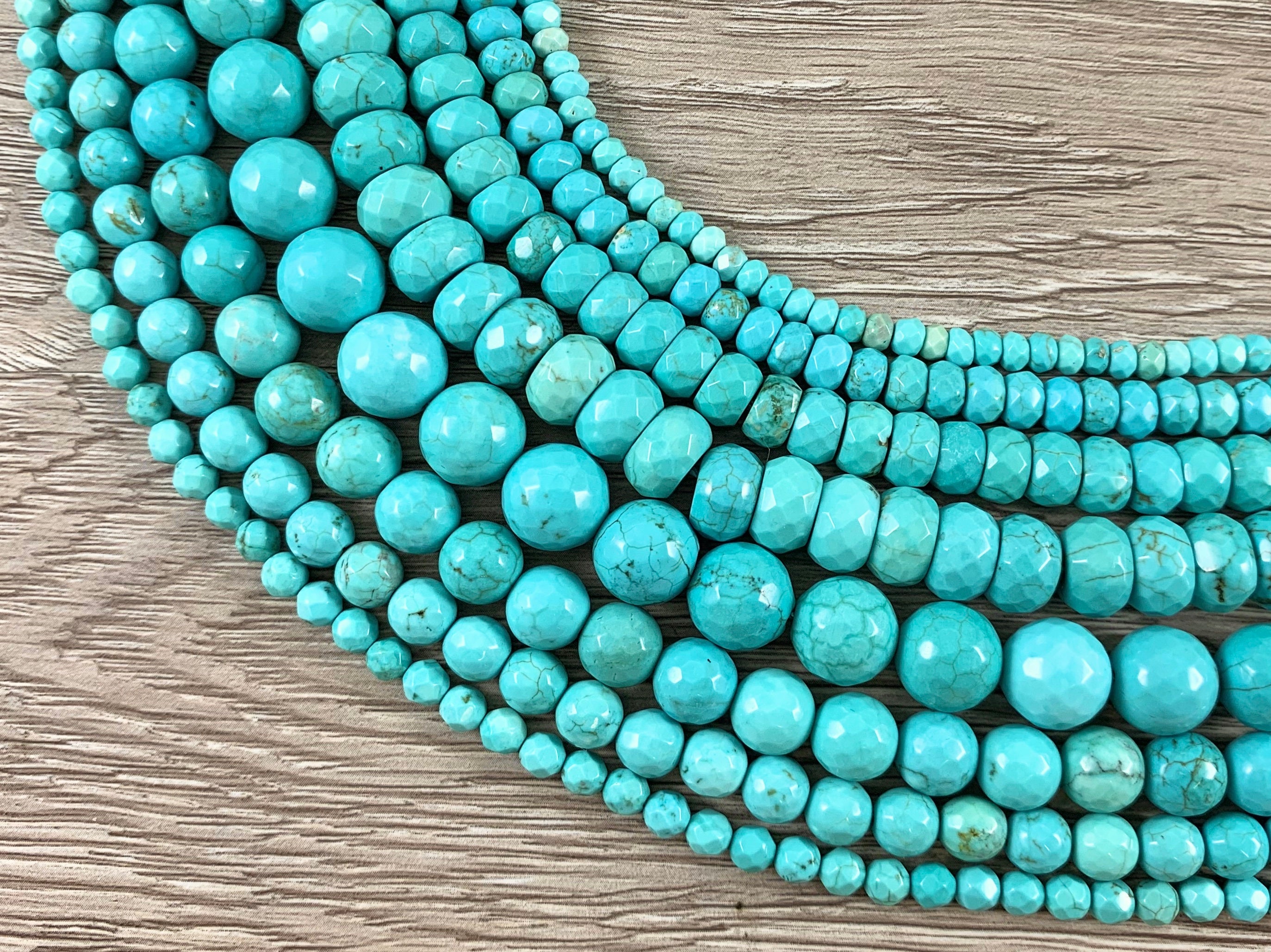 Natural Magnesite Dyed Turquoise Color Faceted Round Rondelle - Etsy