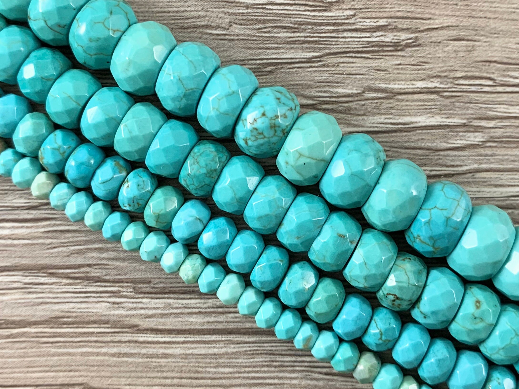 Natural Magnesite Dyed Turquoise Color Faceted Round Rondelle | Etsy