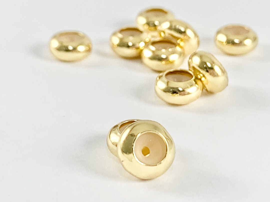 Gold Plated Rubber Hole Slider Bead Clasp Stopper in 18K Gold Plated ...