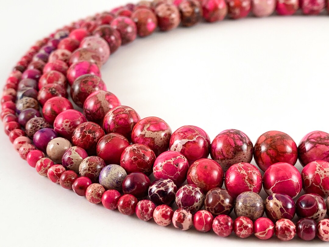 Dyed Hot Pink Variscite/sea Sediment/impression Jasper Round Smooth ...