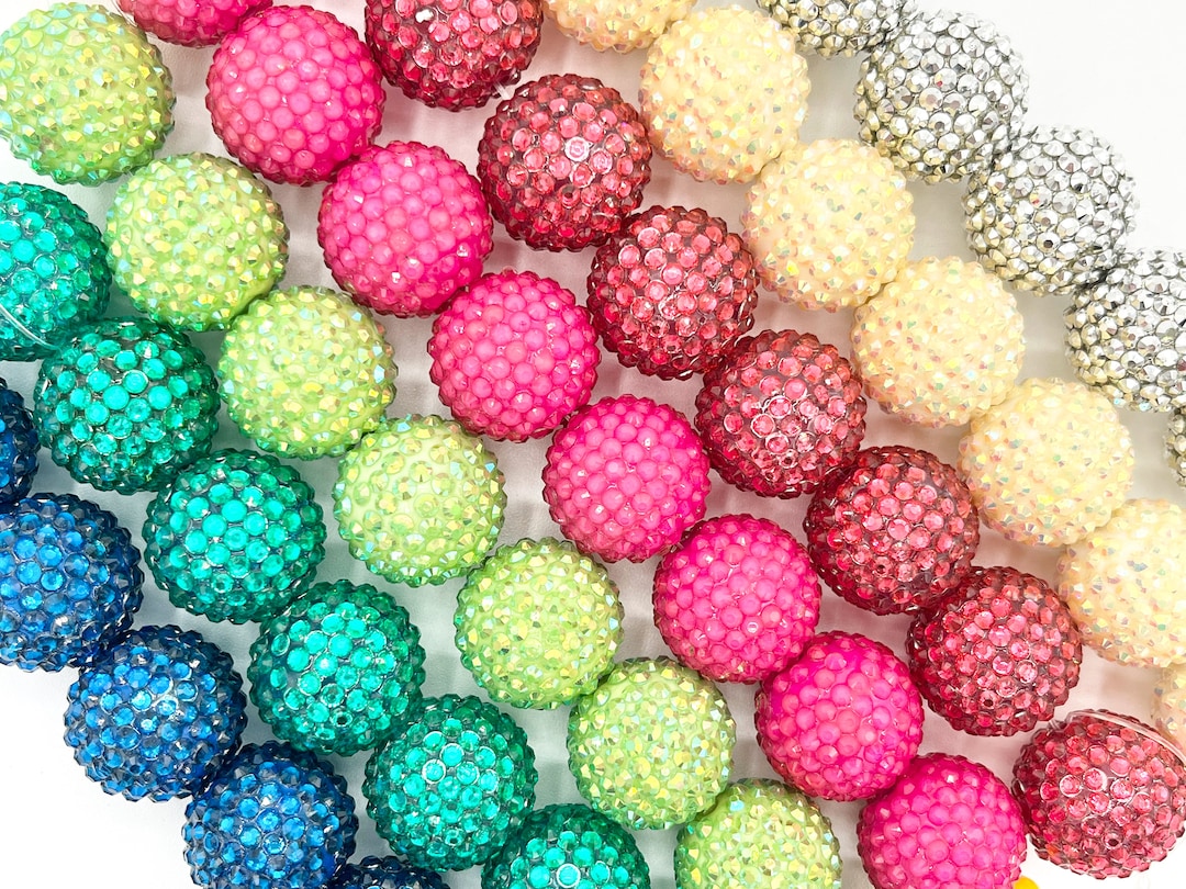 24mm Acrylic Rhinestone Beads Shiny Round Ball Sparkle Bubblegum ...