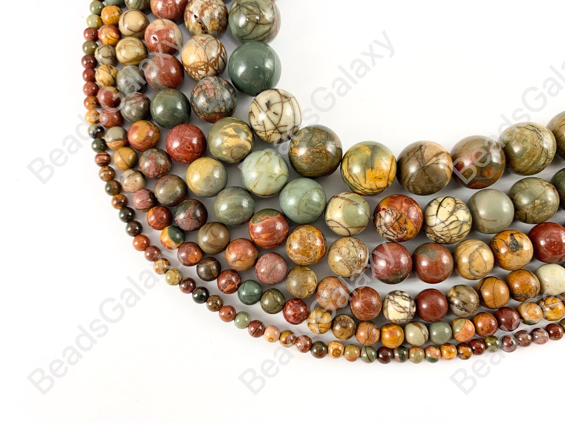 Picasso Jasper/red Creek Jasper Round Smooth Shiny Natural Gemstone ...