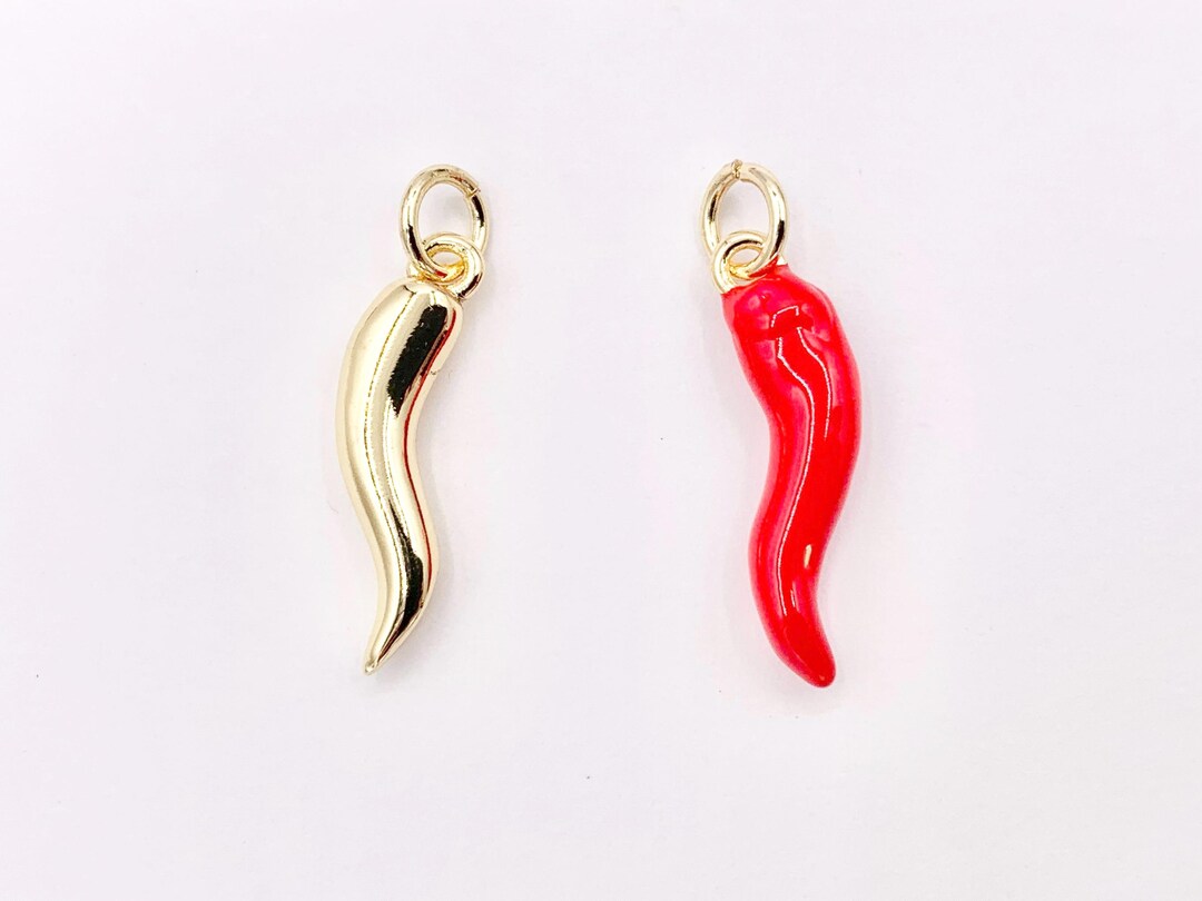 Cute Gold and Red Enamel Pepper Charms Fruit/veggie Charms in 18K Gold ...