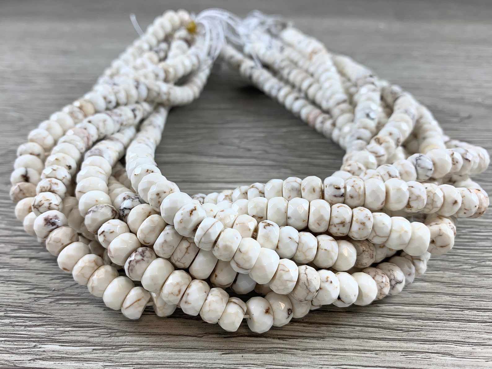 Natural Magnesite Cream White Color Faceted Round Rondelle | Etsy