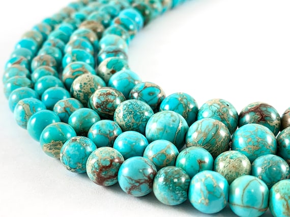 Dyed Turquoise Blue Variscite/sea Sediment/impression Jasper | Etsy