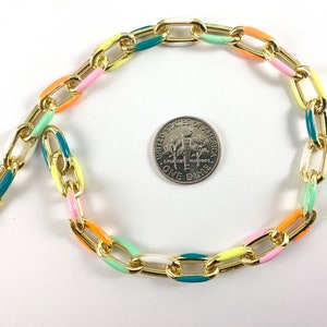Chunky Thick Colorful Oval Link Chain by the Foot | 18K Gold Plated and ...