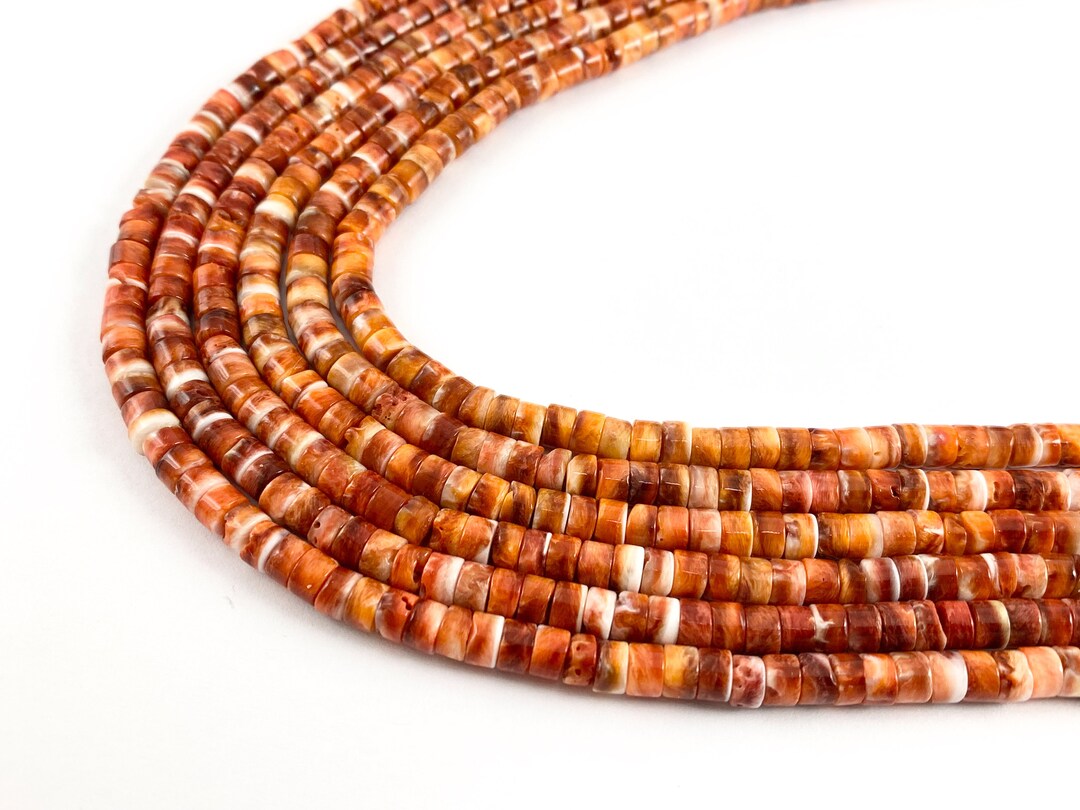 Natural Spiny Oyster 4.5mm Heishi Beads - Natural Orange Color. Non ...
