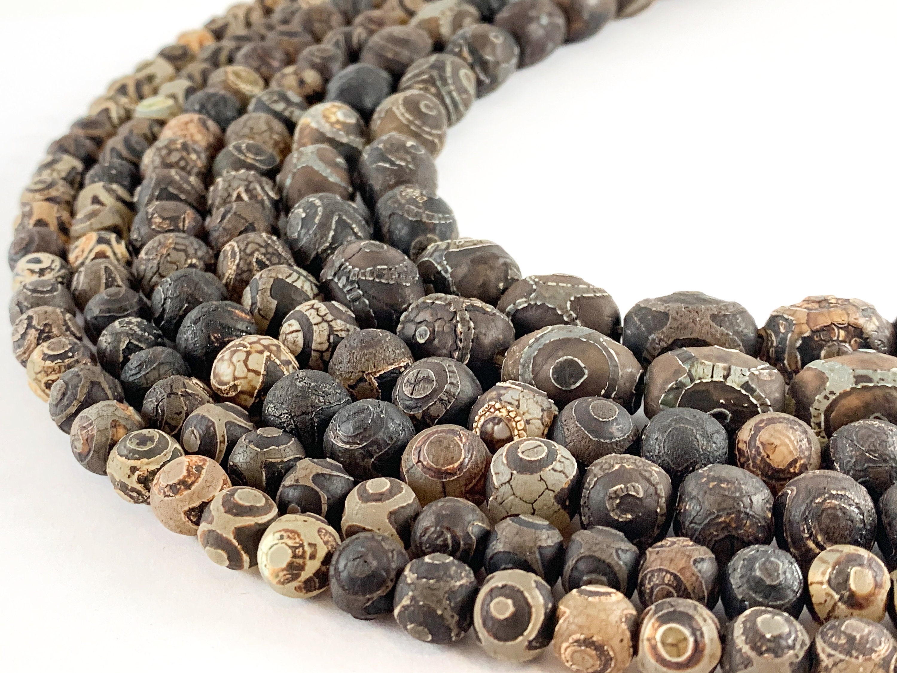 Tibetan Dzi Agate Round and Football/Barrel Shape Natural | Etsy