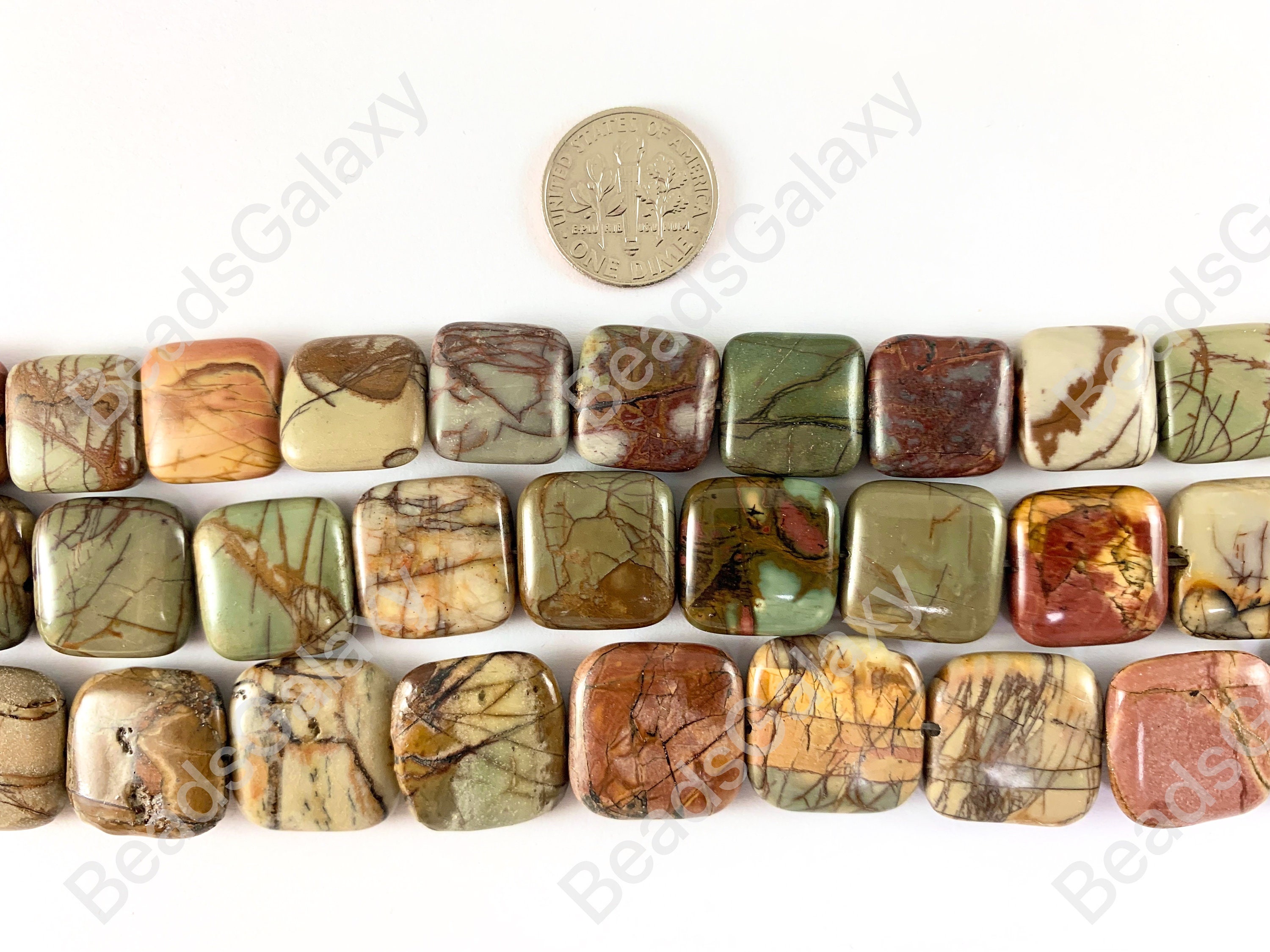 Picasso Jasper/red Creek Jasper Square Smooth Flat Natural Stone Beads ...