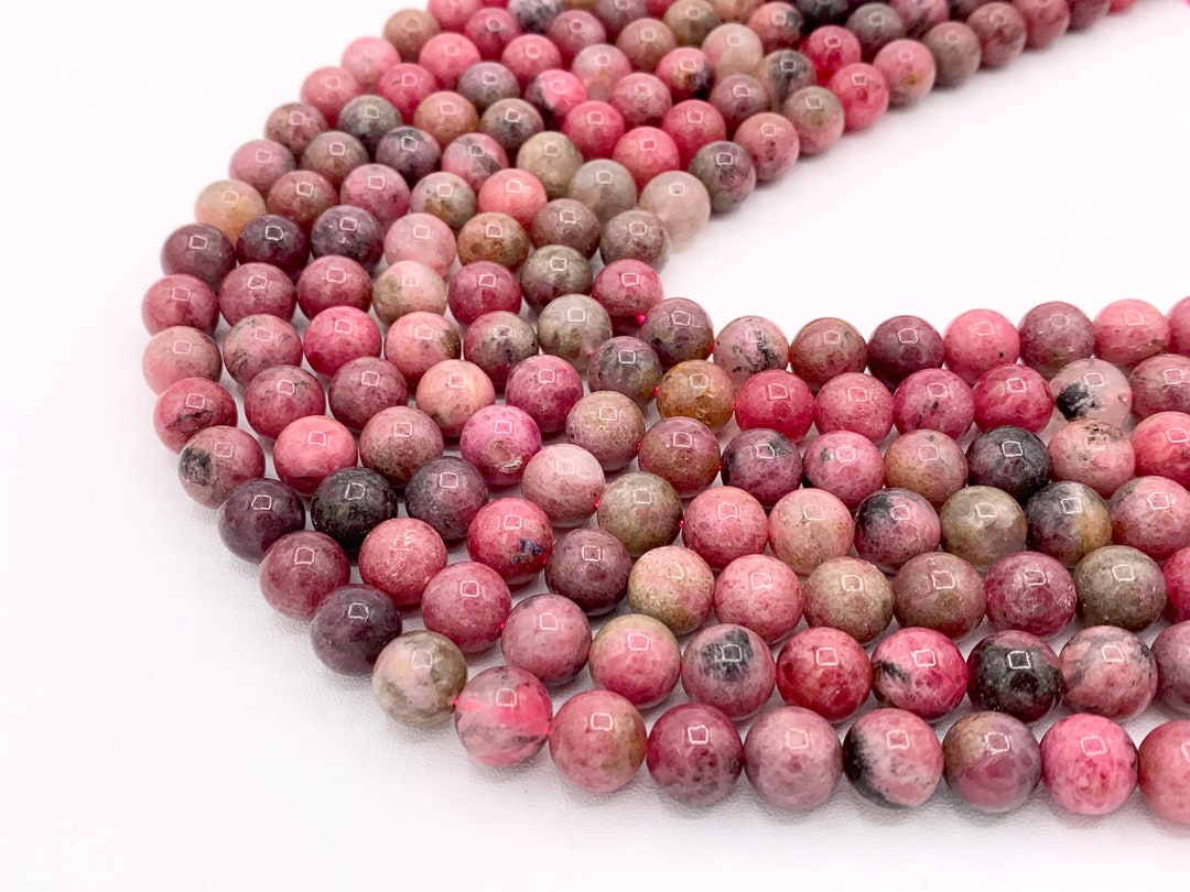 Zambian Rhodonite Round Smooth Shiny Natural Pink Gemstone Beads 5mm ...