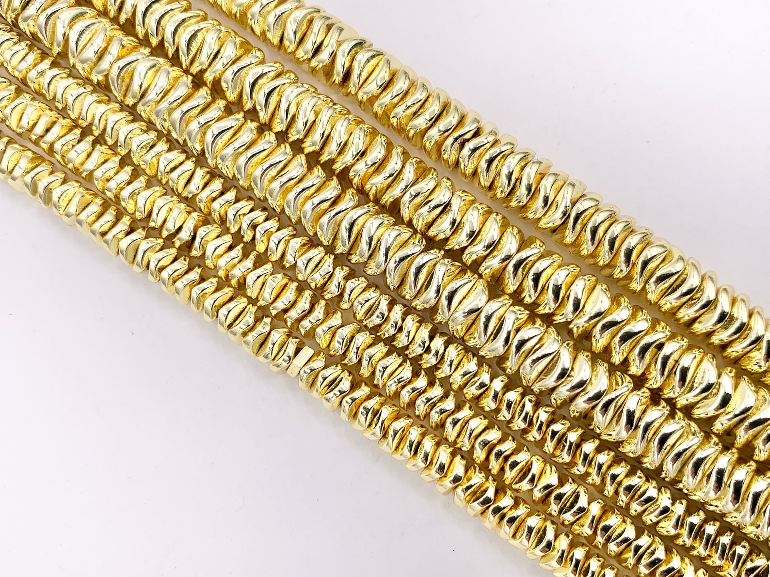 Hematite Wavy Disc Shiny Spacer Beads | Real 18K Gold Plated Stone ...
