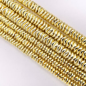 Hematite Wavy Disc Shiny Spacer Beads | Real 18K Gold Plated Stone ...