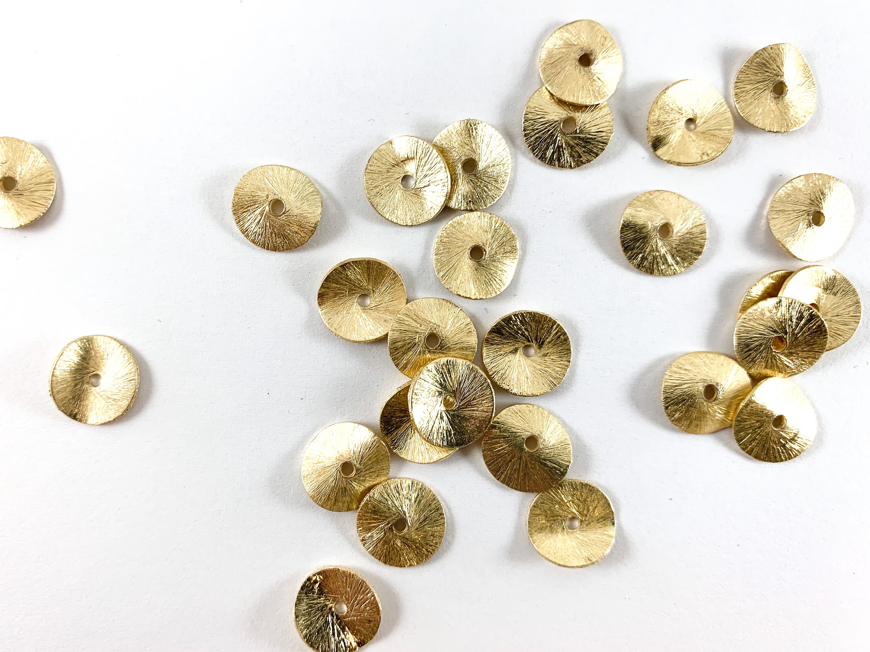 Brushed Gold Plated Copper Wavy Discs - Etsy