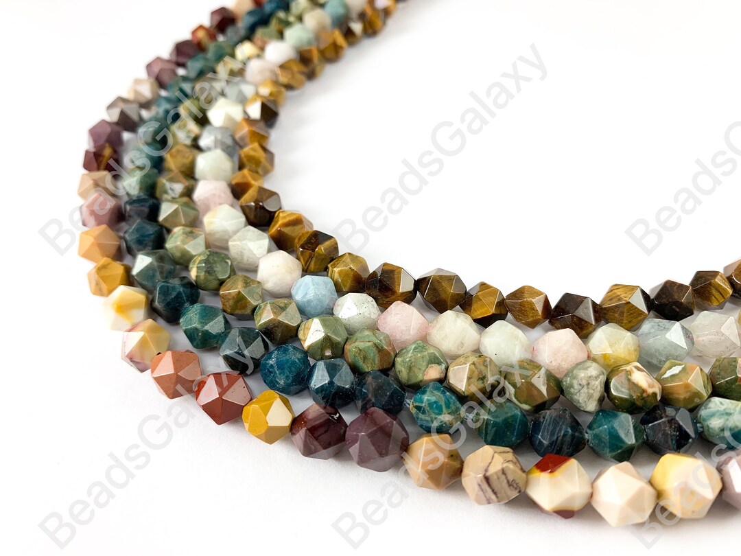 8mm Star Cut Gemstones Beads Hand Cut Faceted Natural Stone Beads ...