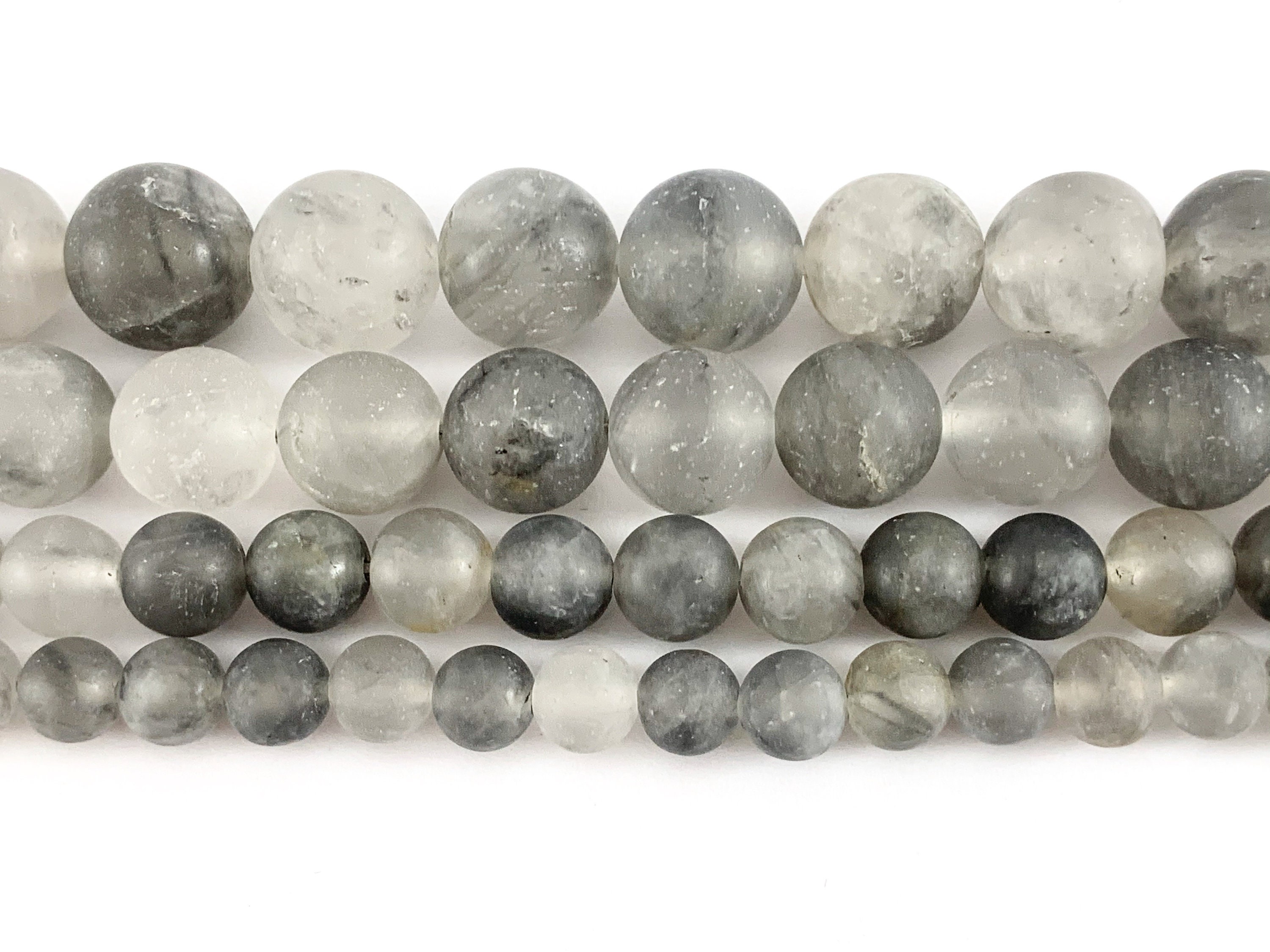 Matte Cloudy Quartz Round Smooth Natural Gemstone Beads Around | Etsy