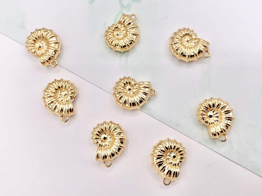Cute Small Conch Shell Charms Pendants in 18K Gold Plated Copper Base ...