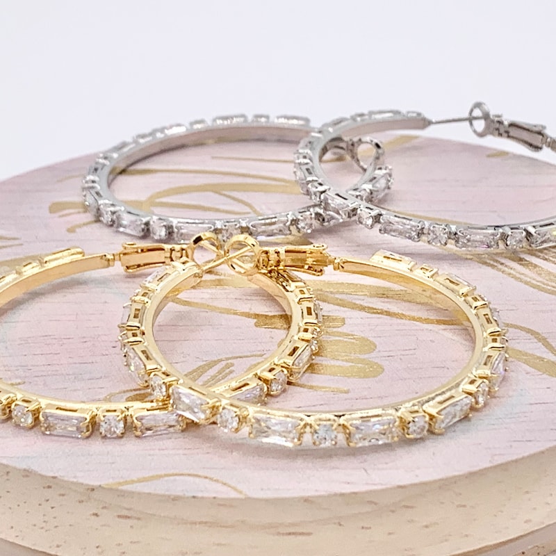 Rhinestone Hoops - Etsy