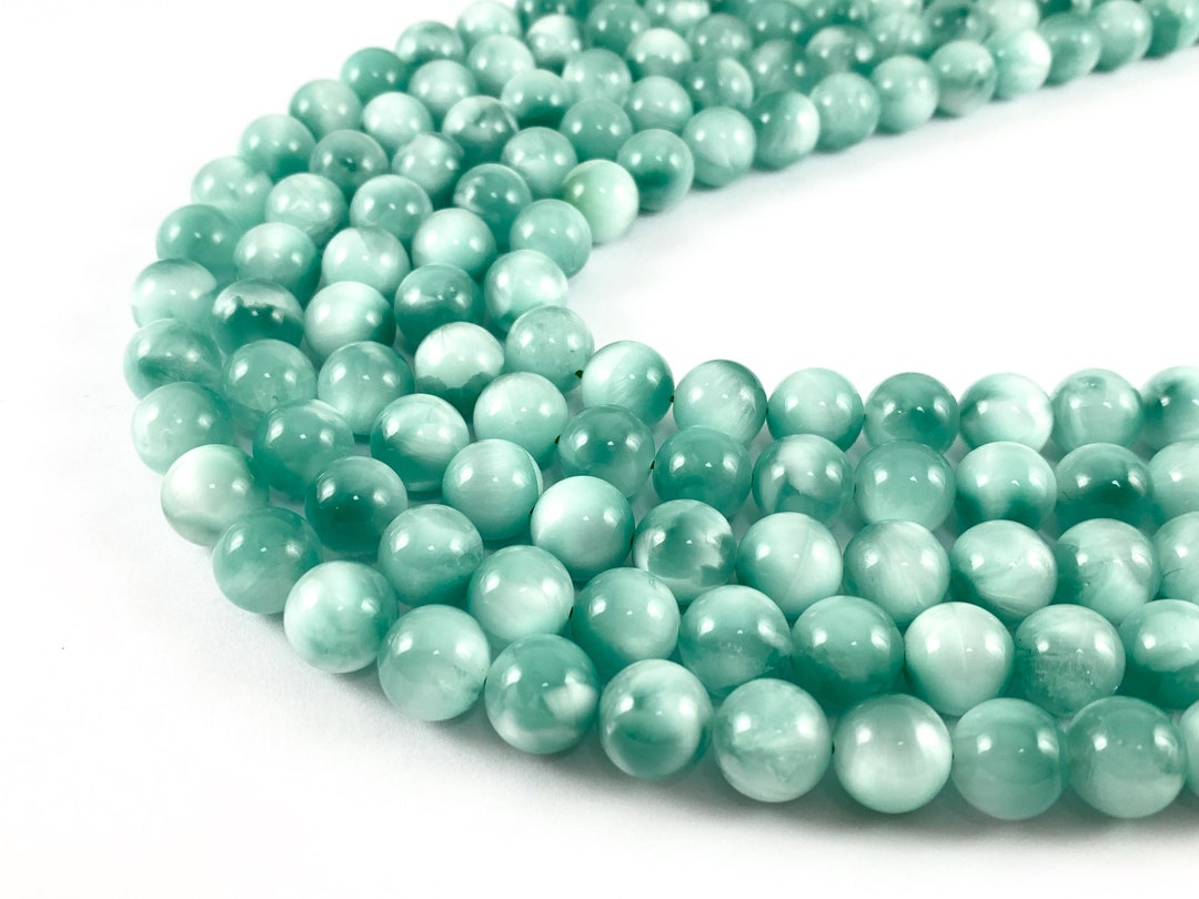 Grade AAA Green Angelite/ Green Moonstone/ Aqua Green Angelite Round ...