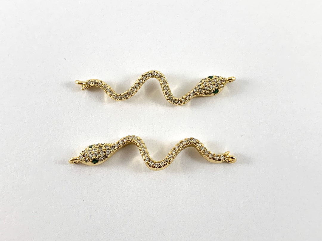 Green Eye Snake Pave Connector | Real Gold 18K Plated Micro CZ Over ...