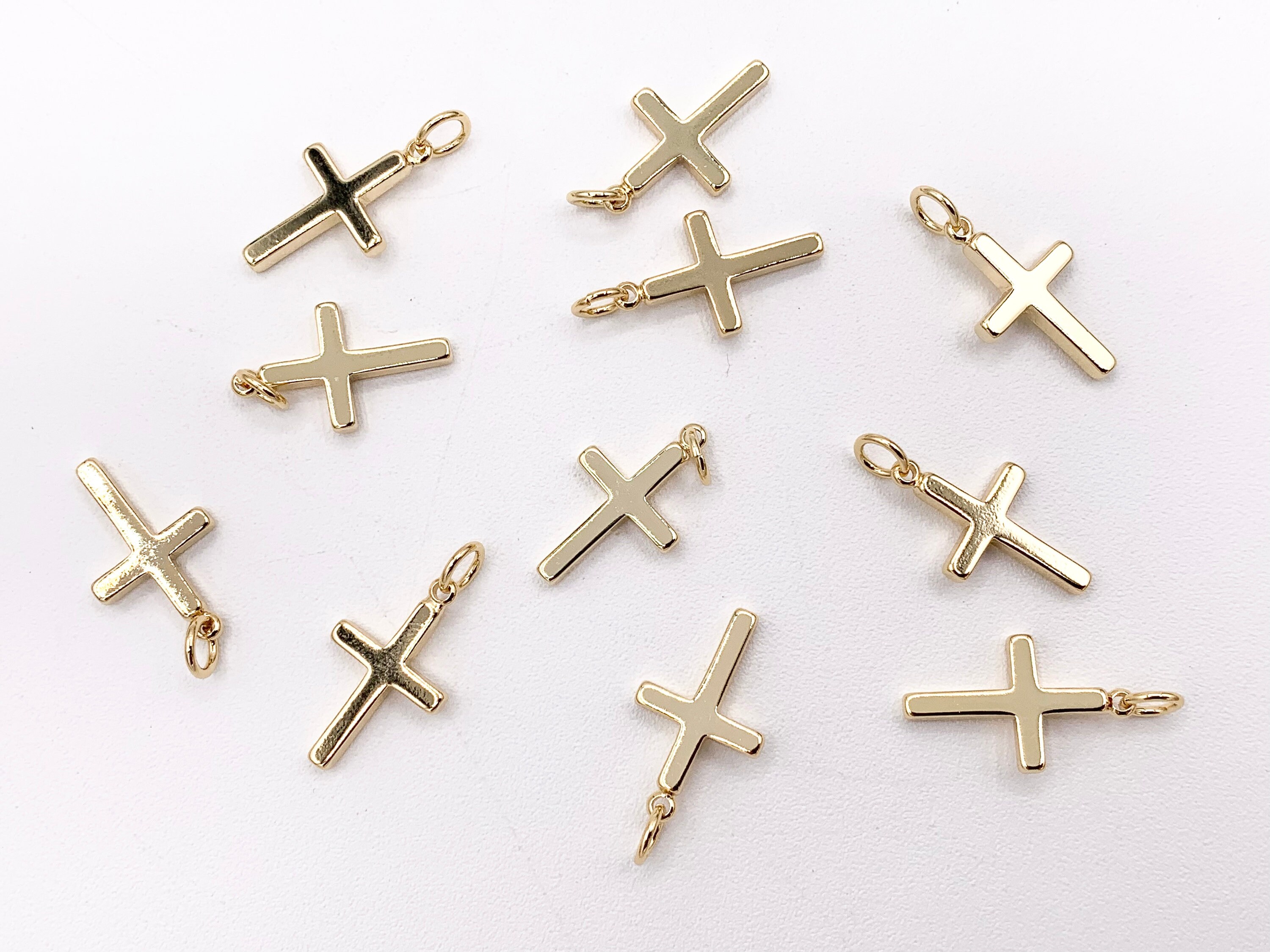 Dainty Plain Cross Charms Pendants in 18K Gold/platinum Plated Copper ...