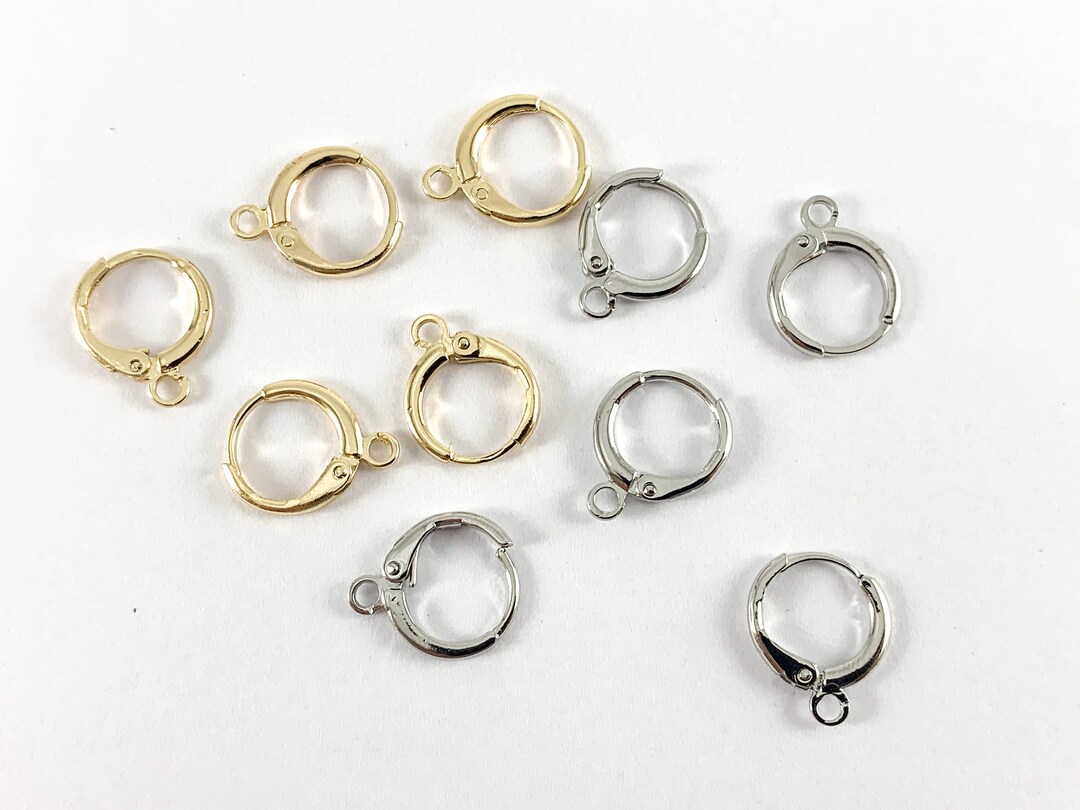 Real Gold 18K Plated Circle Smooth Earring Huggies Component - Etsy