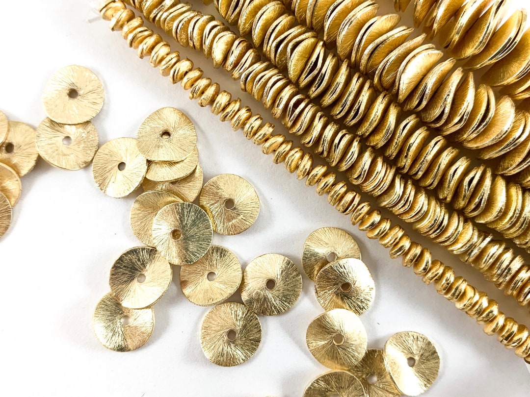 Brushed Gold Plated Copper Wavy Discs - Etsy