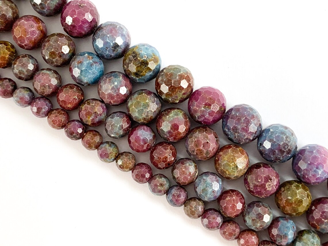 Hand Cut Ruby Corundum Round Faceted Natural Gemstone Beads 15"-16" - Etsy