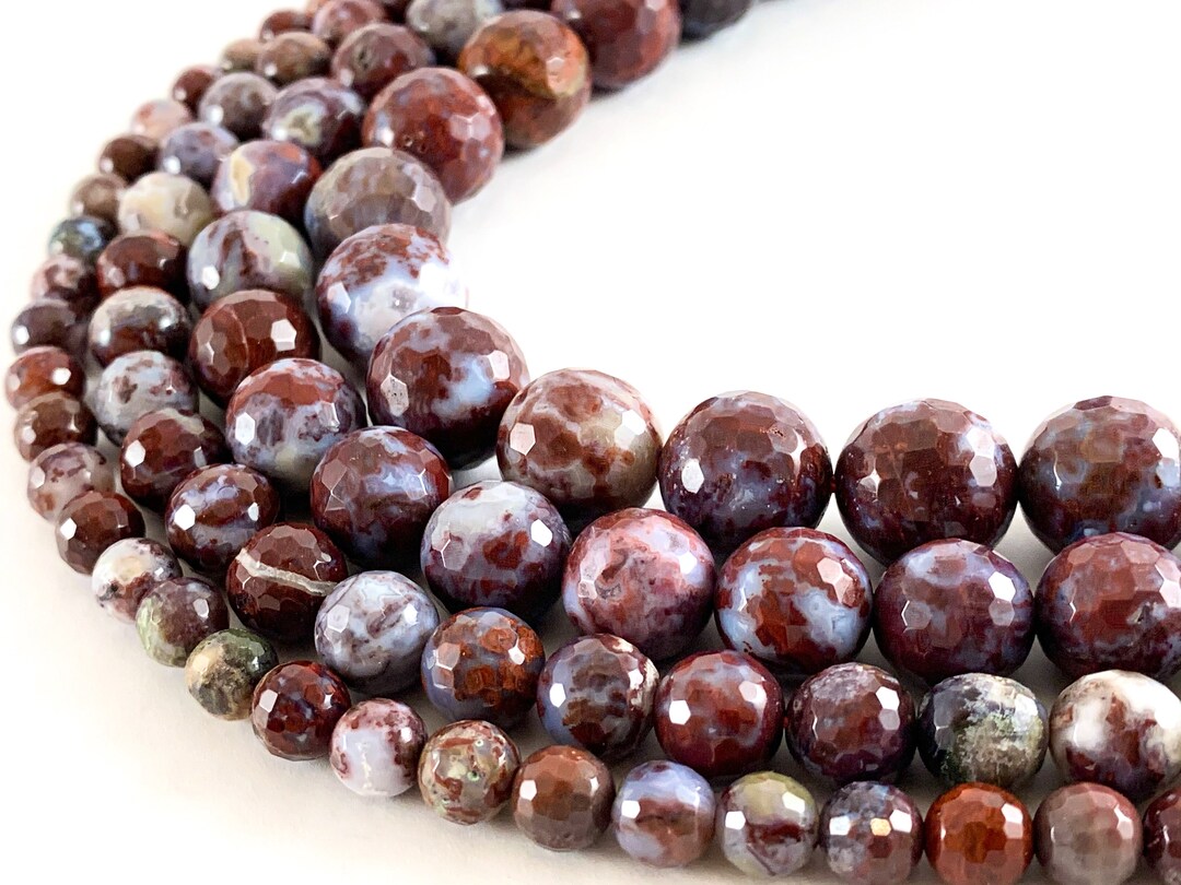 Red Lightning Agate Round Faceted Natural Gemstone - Etsy
