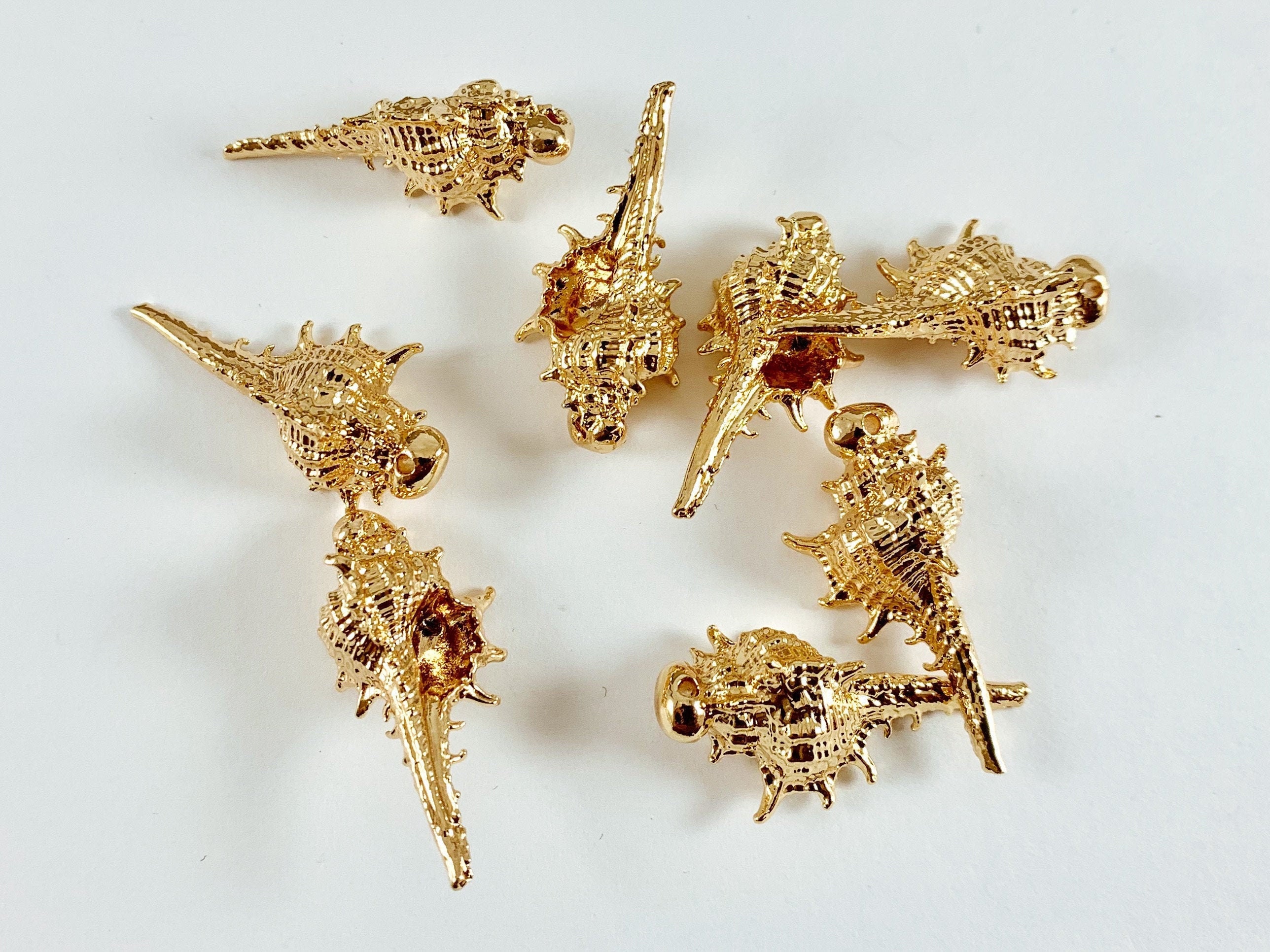 Real 18K Gold Plated Conch Shell Charm Over Brass - Etsy