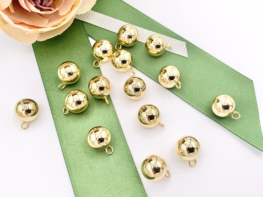 10mm Gold Round Ball Charms in Real 18K Gold Plated Over Brass - Etsy
