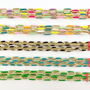 Chunky Thick Colorful Oval Link Chain by the Foot | 18K Gold Plated and ...